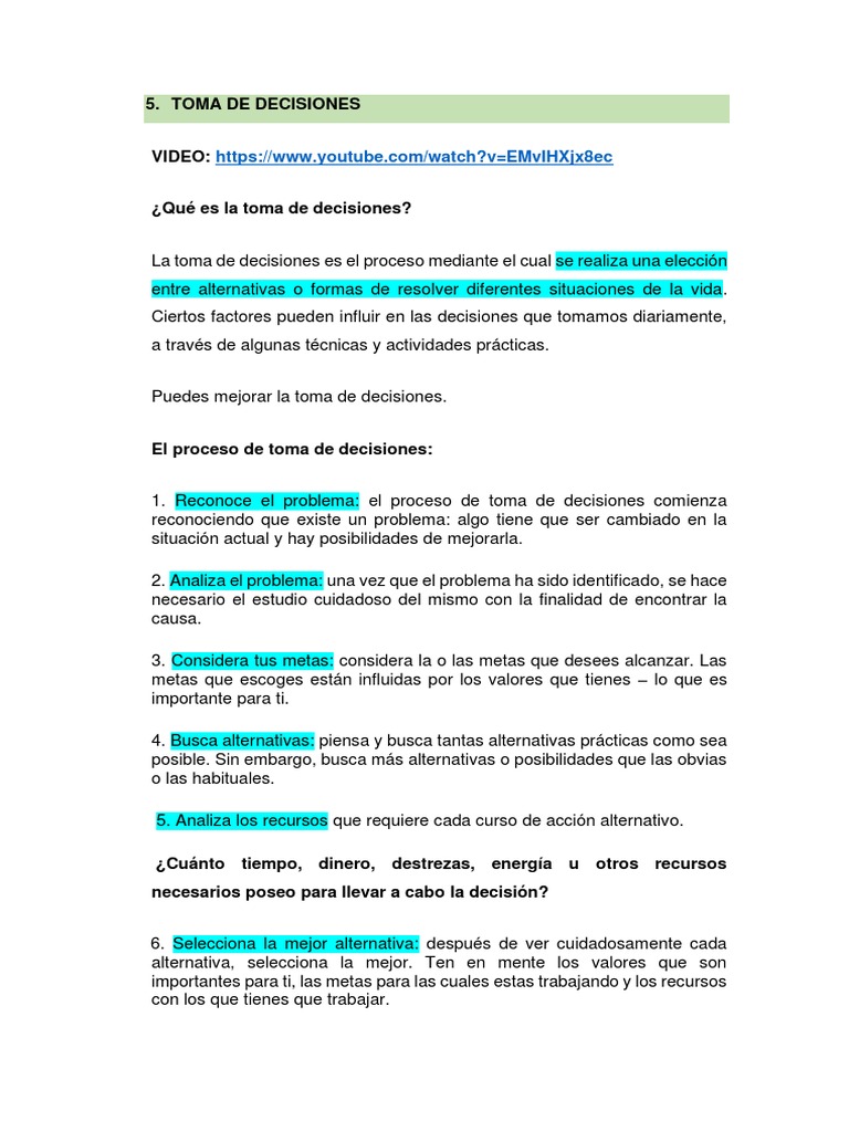 Toma de Decisiones | PDF | Toma de decisiones | Ciencia cognitiva