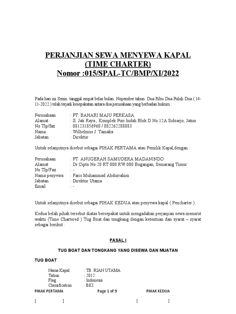 Draft TC Kapal-2022 - Asm | PDF