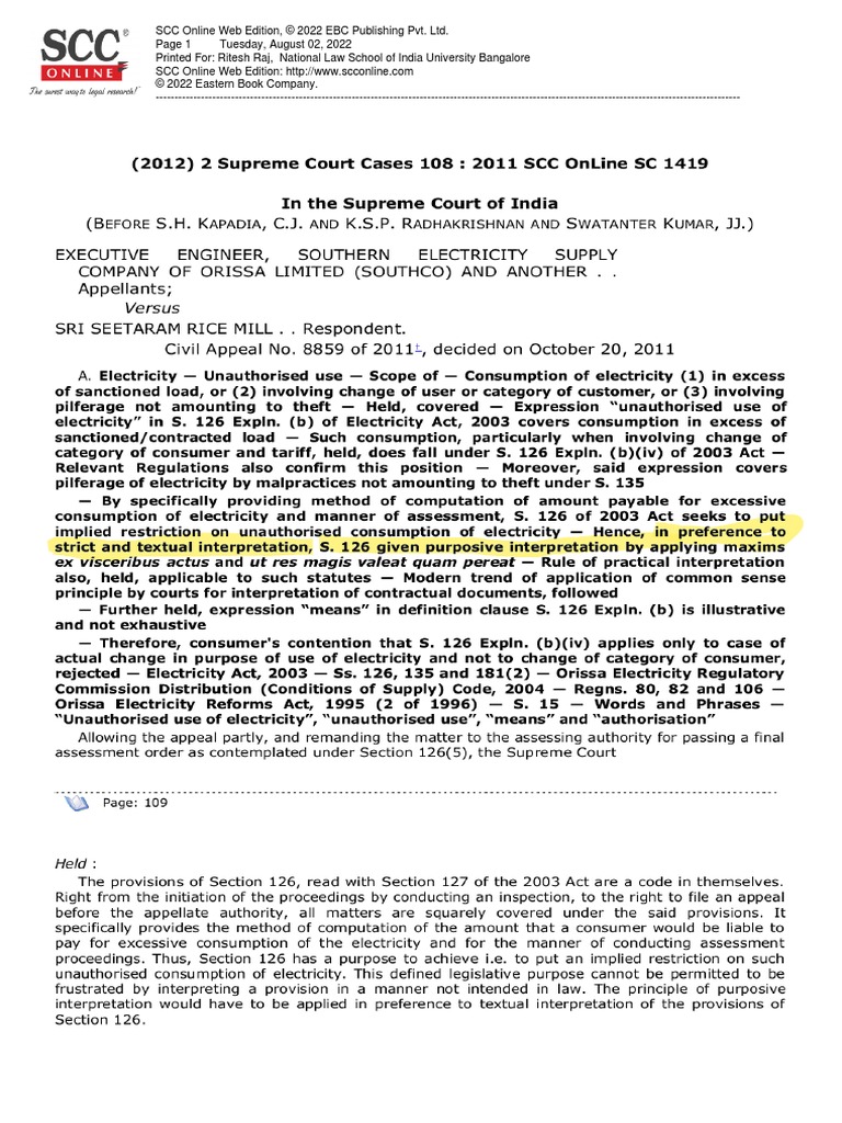 Seetaram Mill Case | PDF