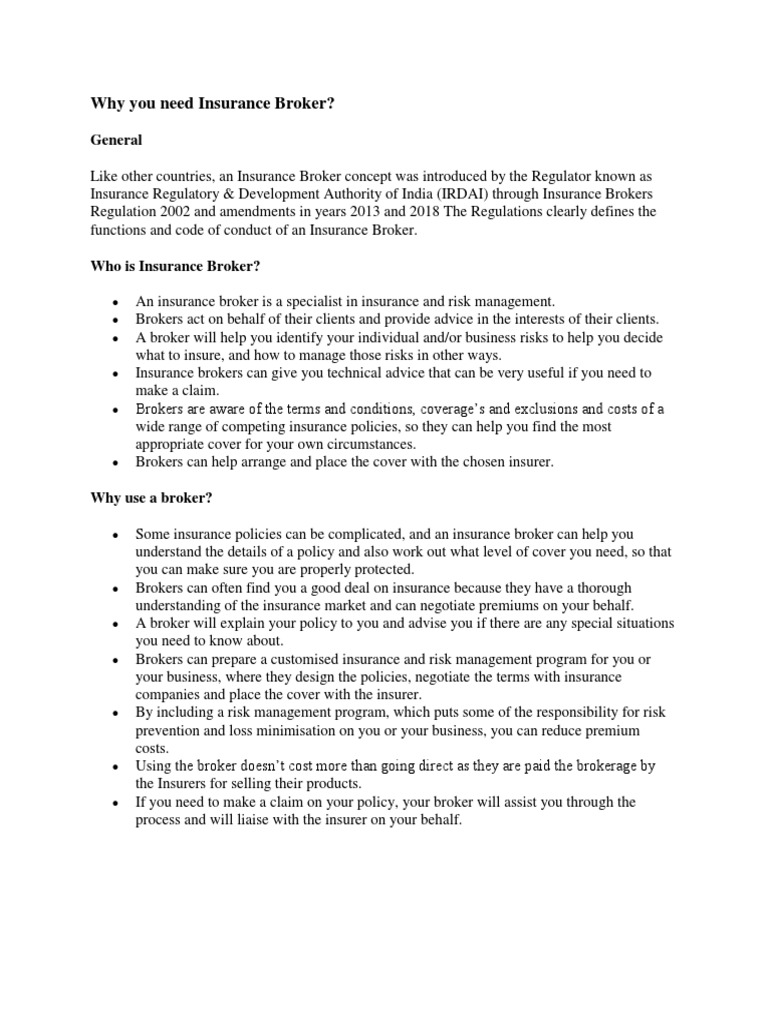 Why You Need Insurance Broker | Download Free PDF | Insurance ...