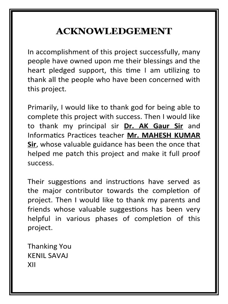 Acknowledgement | PDF