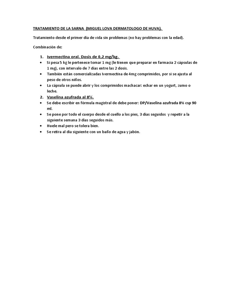 Tratamiento de la sarna en niños | PDF