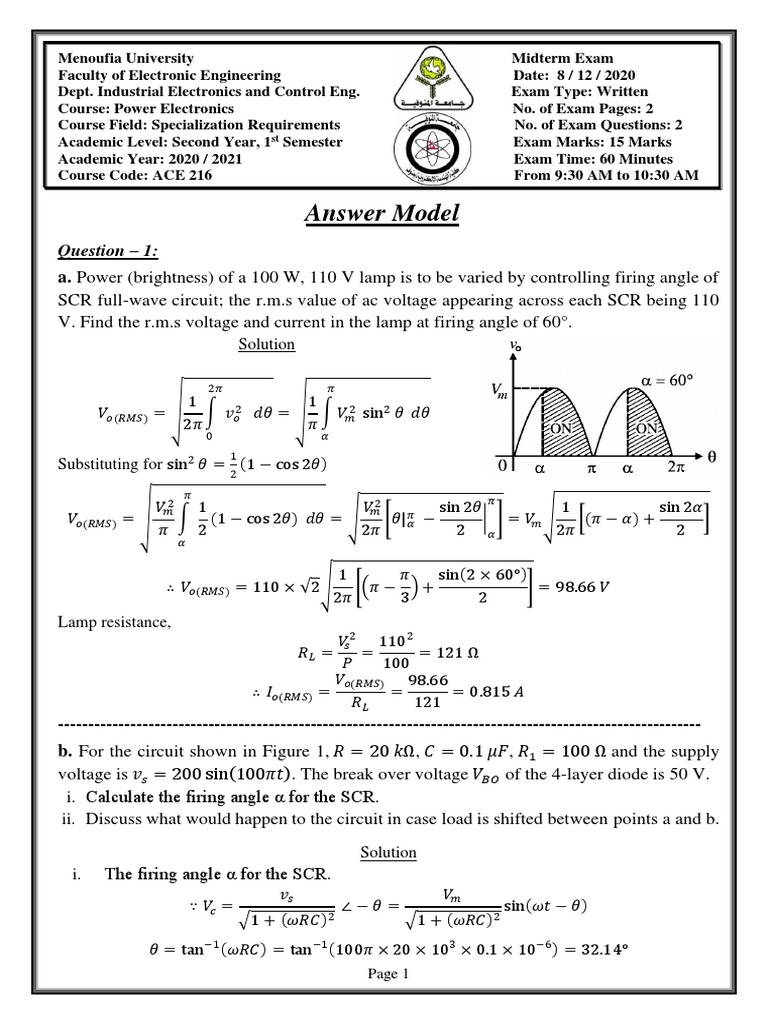 Midterm Exam Model 1 - Answer Model | PDF | Information And Communications Technology | Electric ...