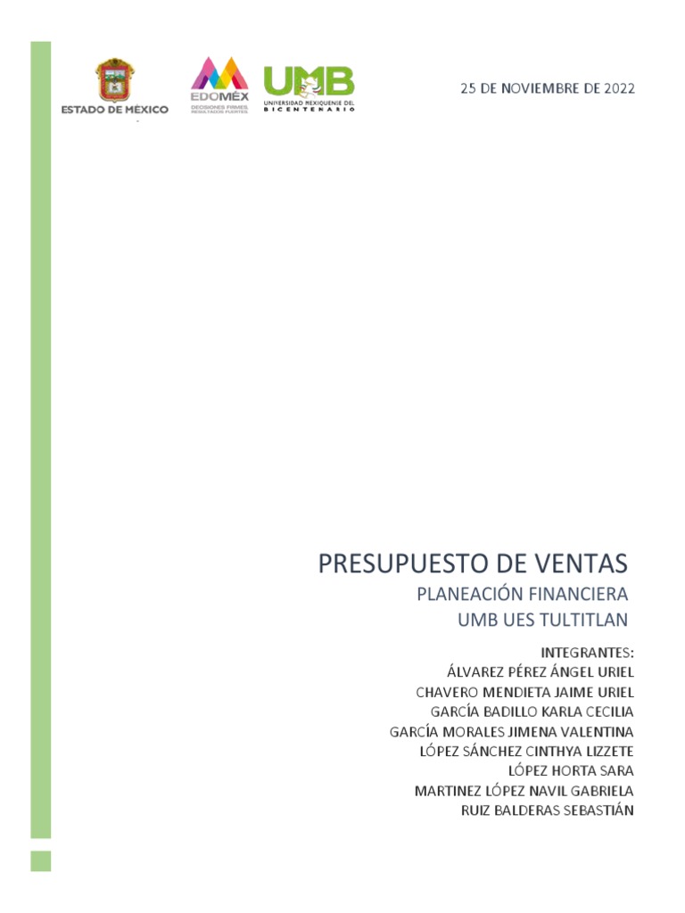 Presupuesto de Ventas 2 | PDF | Presupuesto | Business