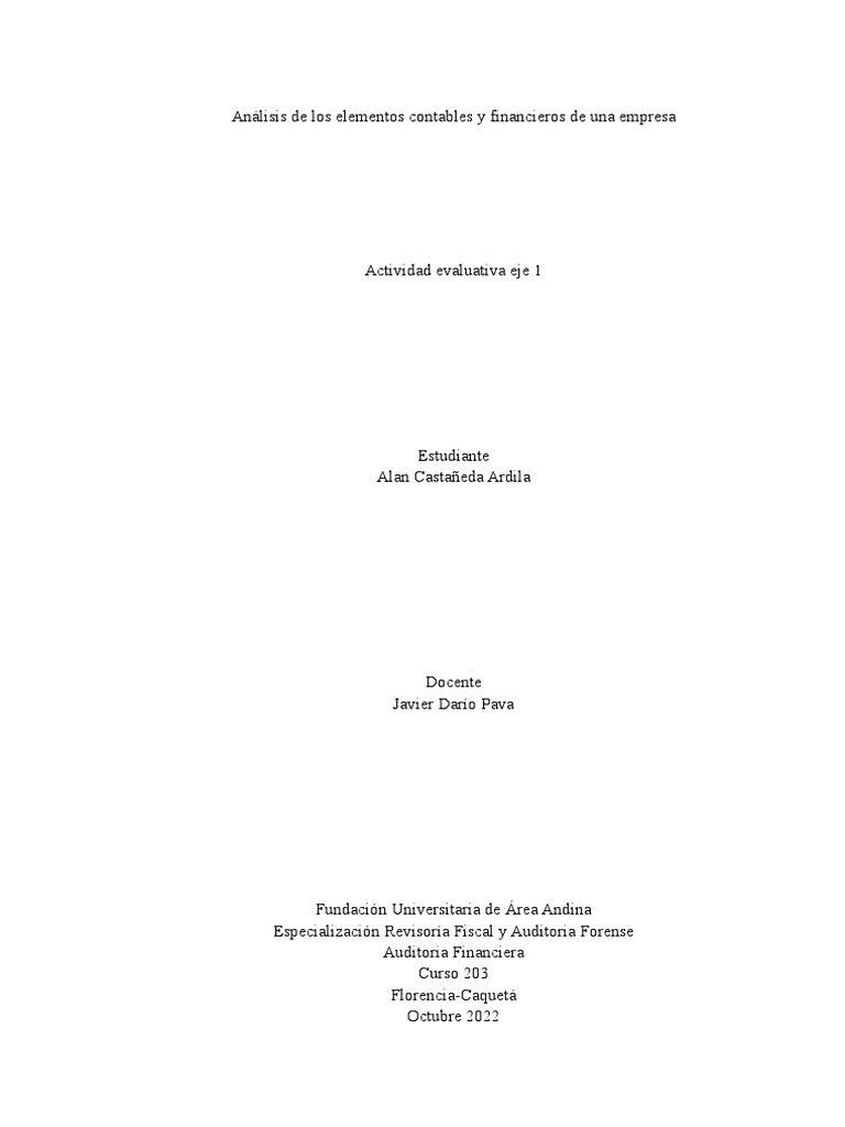Eje 3 - Auditoria Financiera | PDF | Auditoría | café