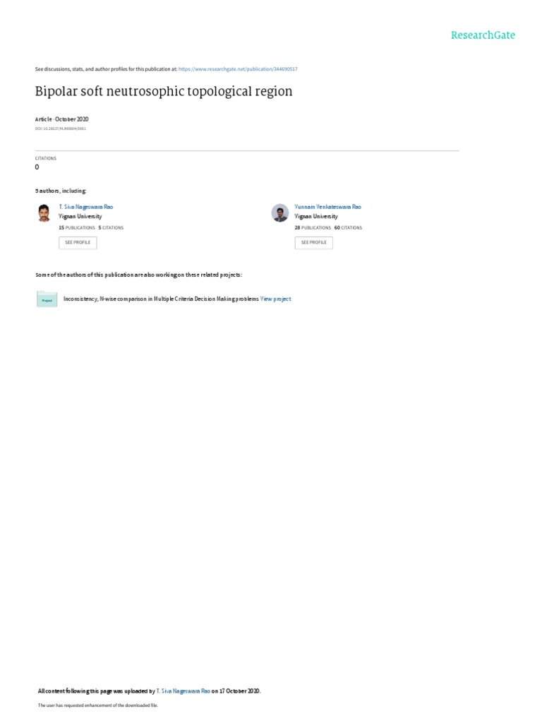 Bipolar Soft Neutrosophic Topological Region | PDF | Mathematical Concepts | Mathematics