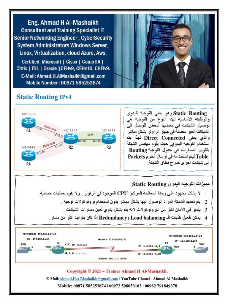 Static Routing IPv4 - Trainer Ahmad H Al-Mashaikh | PDF