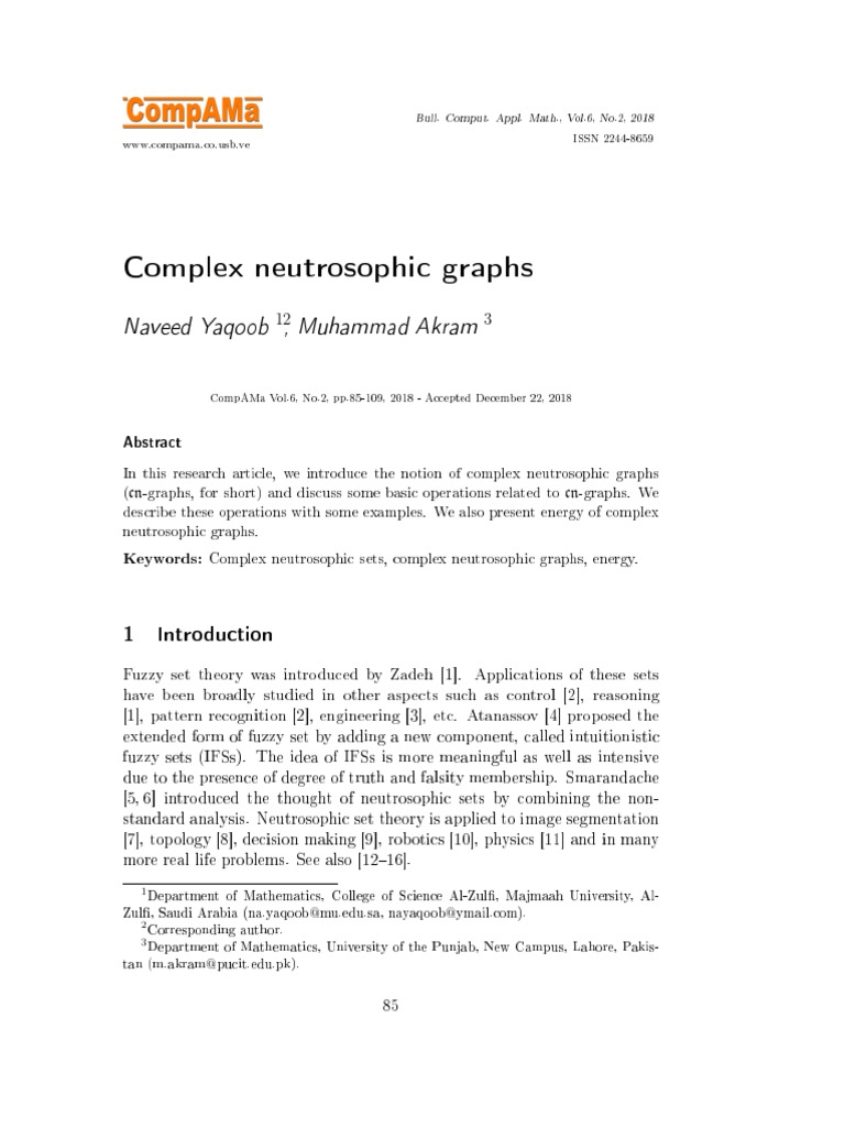 Complex Neutrosophic Graphs | Download Free PDF | Mathematical ...