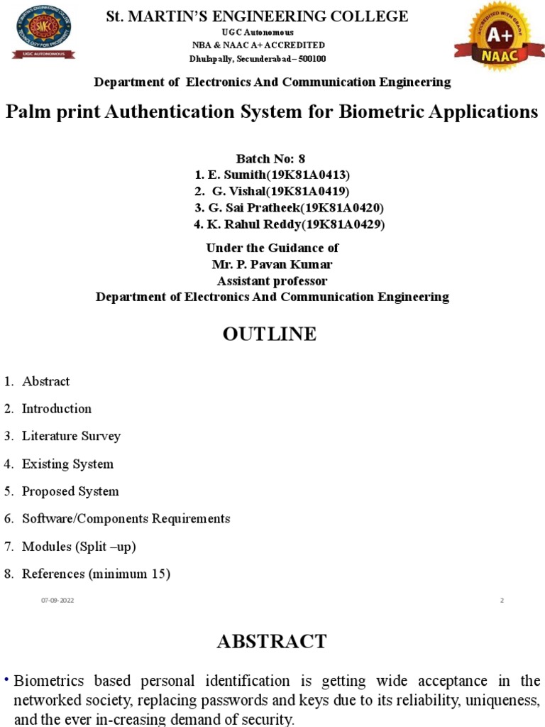 Zeroth Review PPT (Mini Project) Final | PDF | Fingerprint | Biometrics
