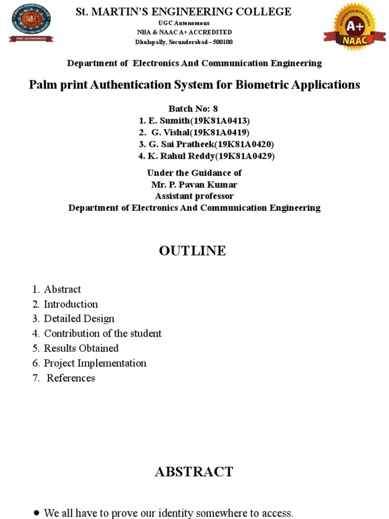 Palm Print Authentication System Design | PDF | Fingerprint | Biometrics