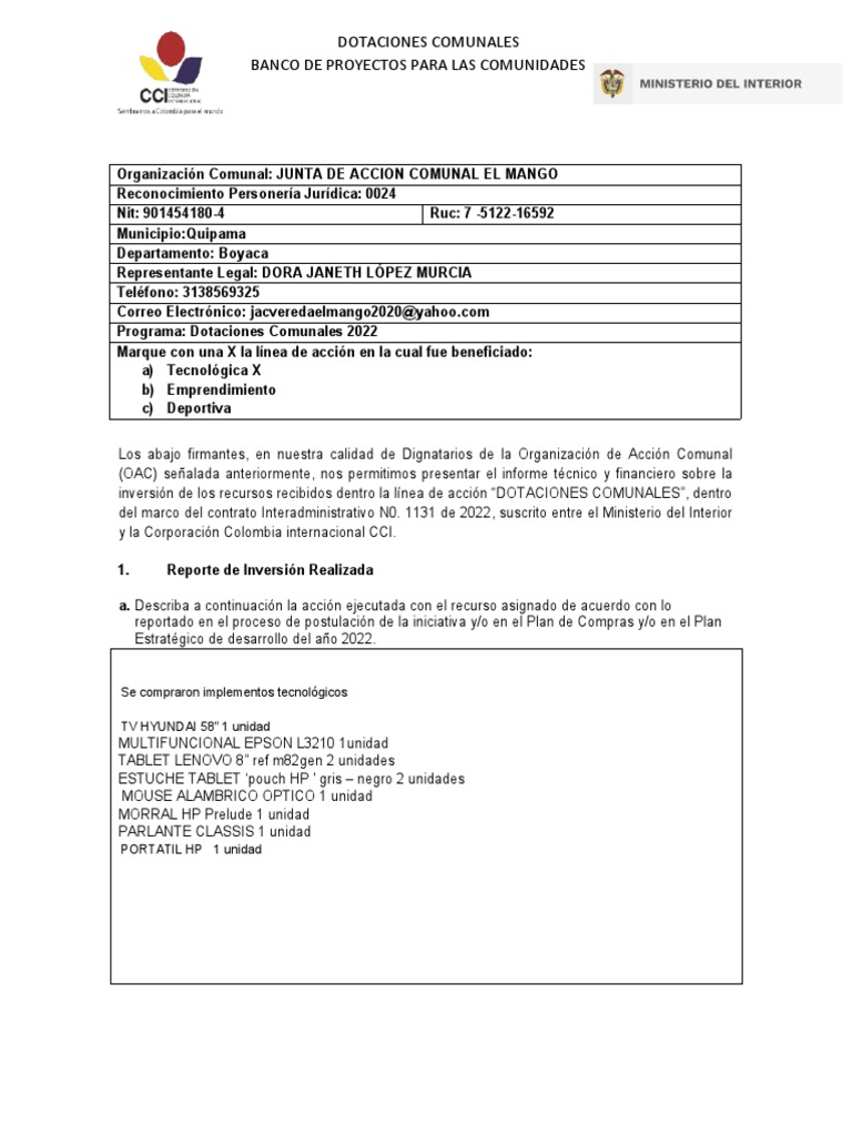 Min. Informe de Inversion | PDF | Economias