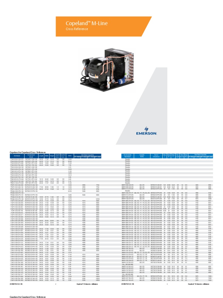 Copeland M Line Cross Reference 2018ect 63 en 5334934 | PDF ...