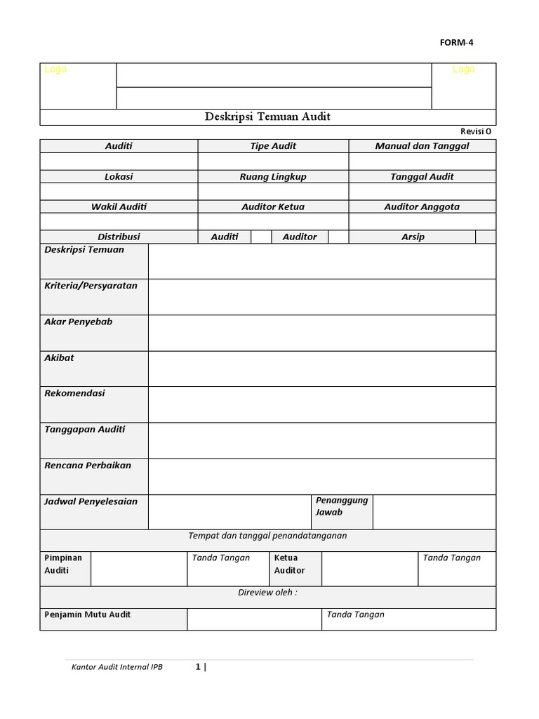 Temuan Audit Form 4 IPB | PDF