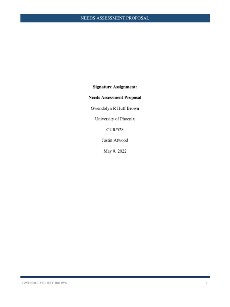 Signature Assignment - Needs Assessment Proposal | PDF | Needs ...