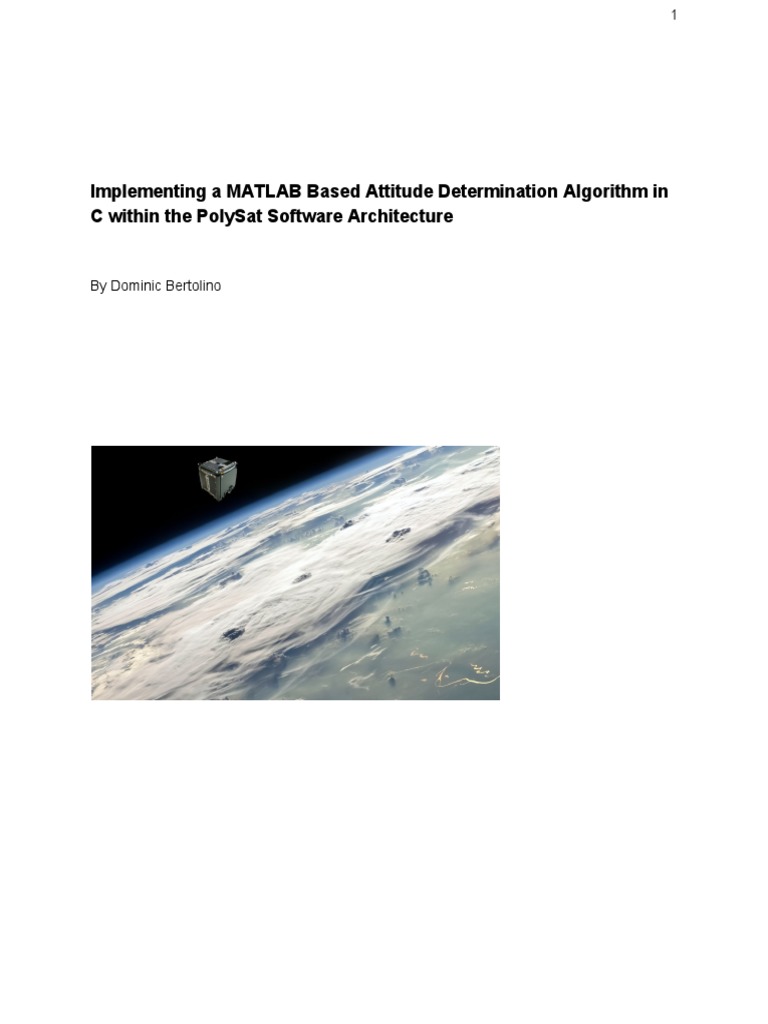 Implementing A MATLAB Based Attitude Determination Algorithm in C | PDF | Attitude Control ...