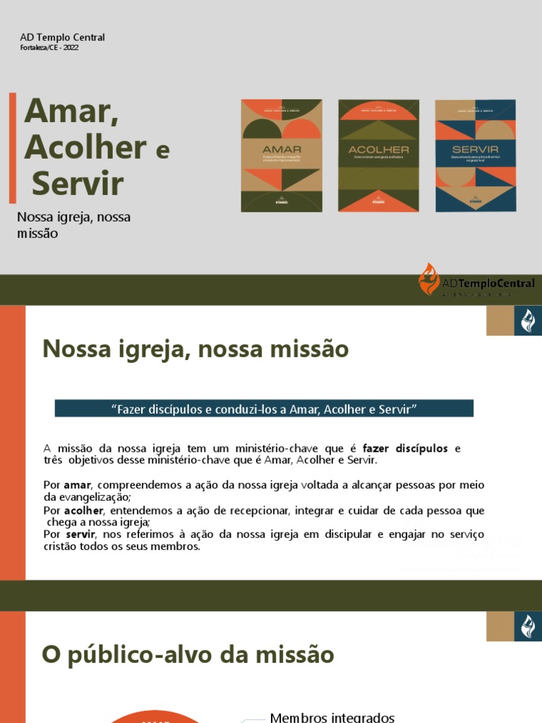 Nossa Missão de Amar, Acolher e Servir - AD Templo Central | Download grátis PDF | Amor | Igreja ...