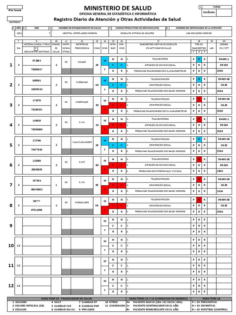 FORMATO - HIS - Consulta Externa Del 03 de Julio de 2021 | Descargar ...