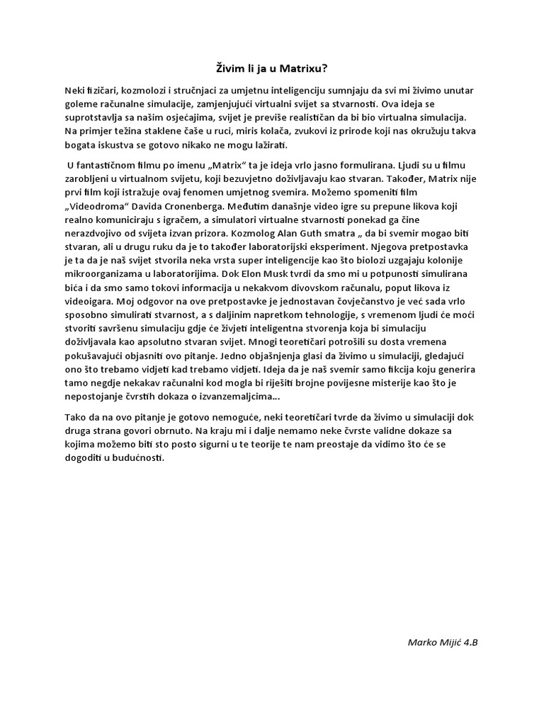 Marko Mijic Matrix | PDF