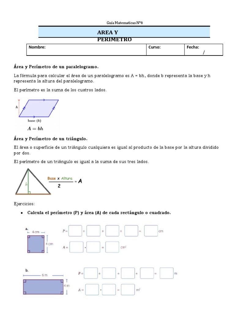 Area y Perimetro Quinto | PDF