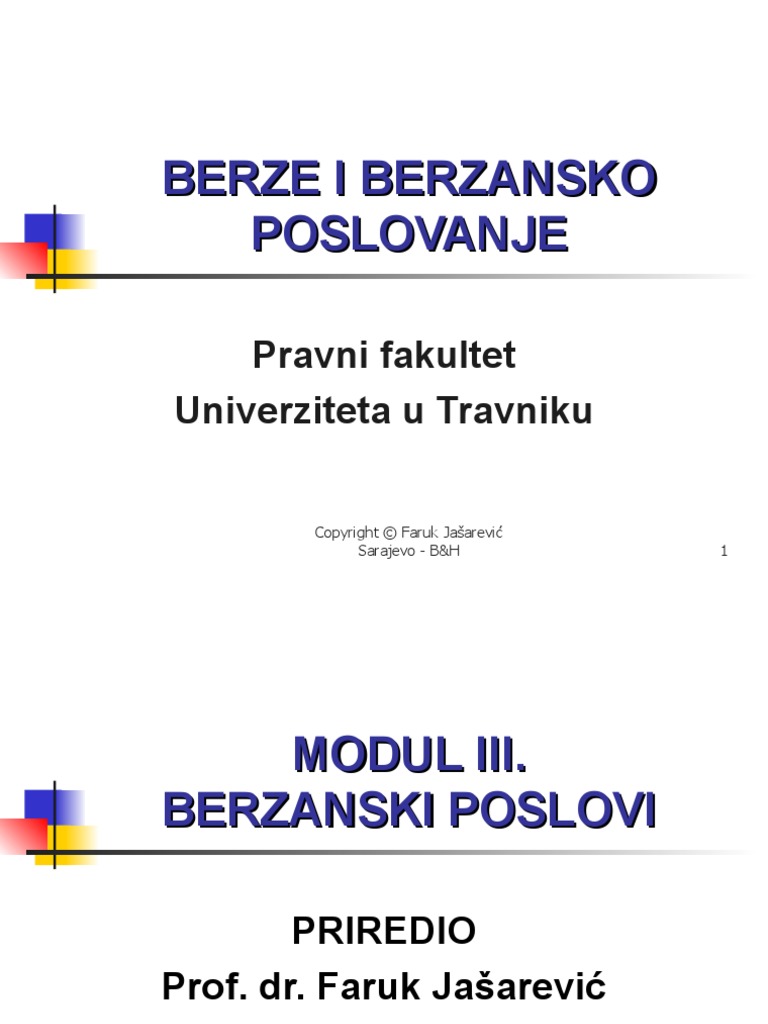 Bibp Modul III Berzanski Poslovi 1 | PDF