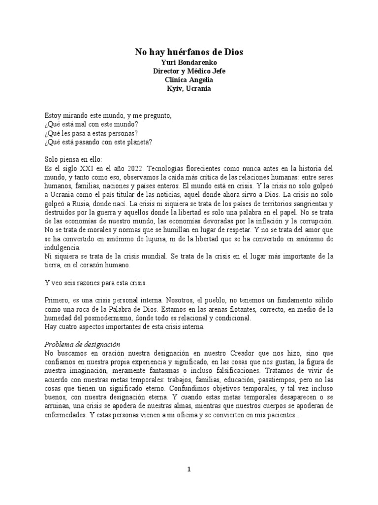 Es Sermon - No Hay Huerfanos de Dios | PDF | Felicidad | Amor