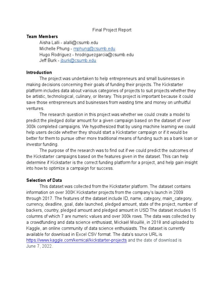 CST 383 - Final Project | Download Free PDF | Root Mean Square Deviation | Prediction