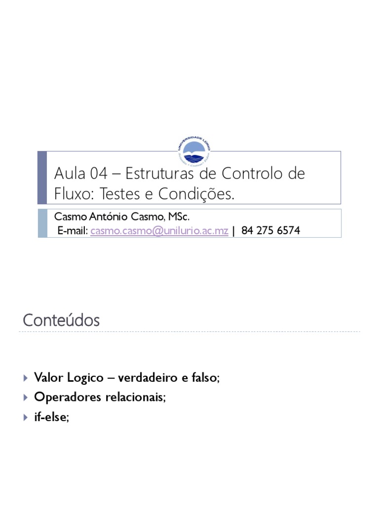 Aula 04 - Estruturas de Controle | PDF