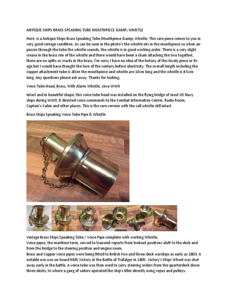 Antique Ships Brass Speaking Tube Mouthpiece | PDF