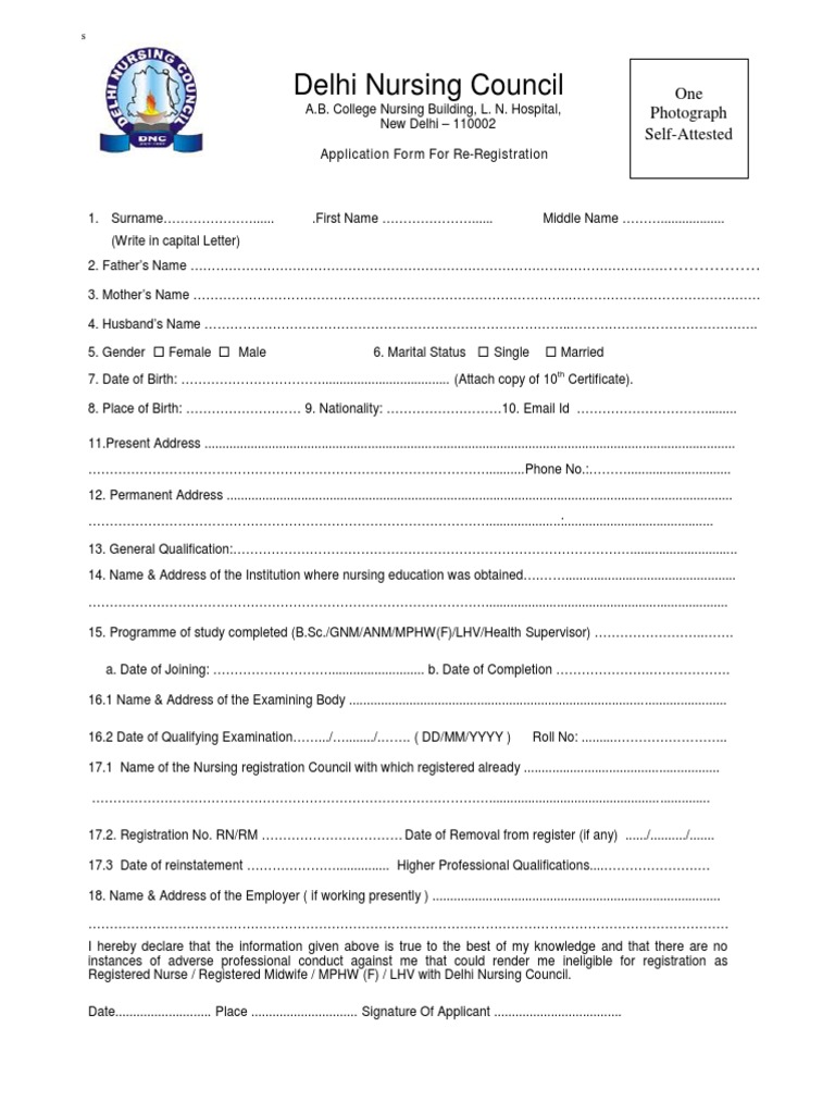 DNC Re-Registration Application Form | PDF | Health Care | Health Sciences