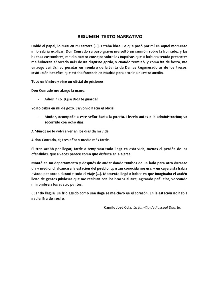 Resumen Texto Narrativo | PDF