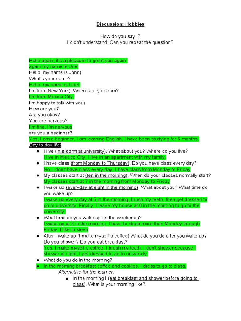 CONVERSIFI - Hobbies | Download Free PDF | Lunch | Cuisine