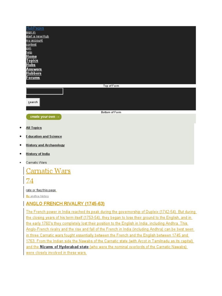 Carnatic Wars | PDF | Military | Unrest