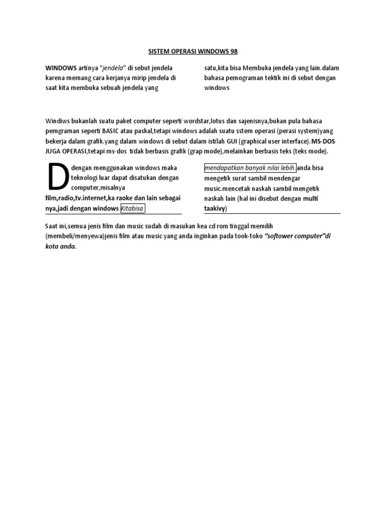 Sistem Operasi Windows 98 | PDF | Teknologi & Rekayasa