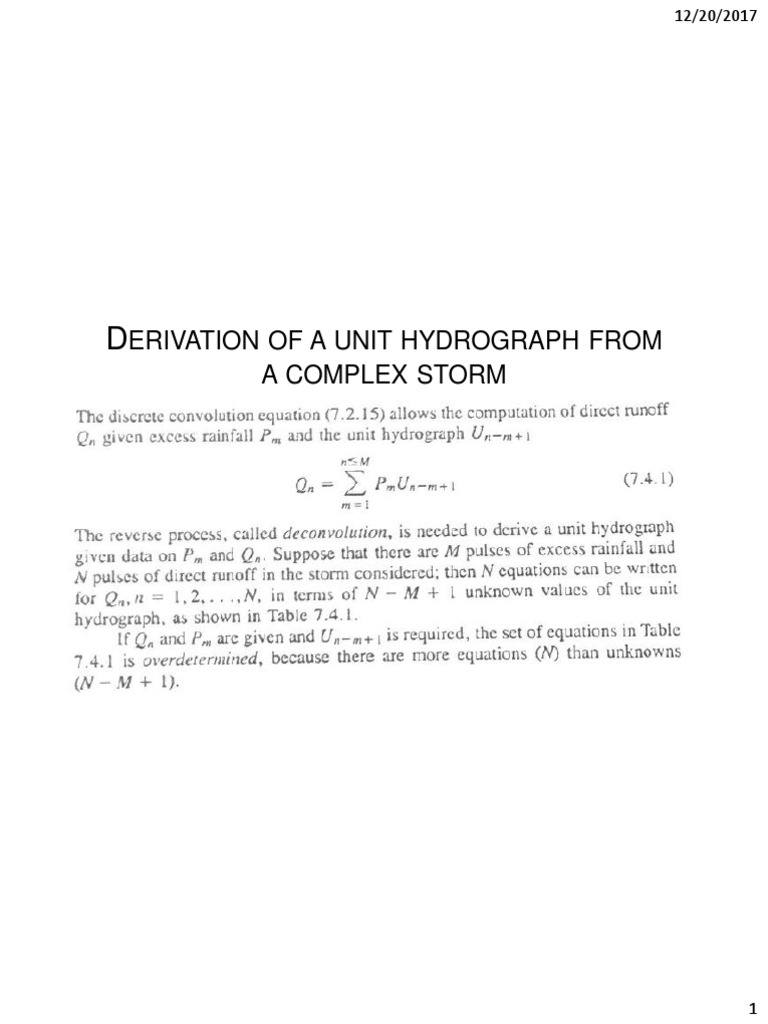 Derivation of Unit Hydrograph | PDF
