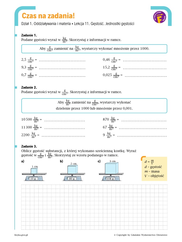 Lekcja 11 Gestosc Jednostki Gestosci 3 | PDF