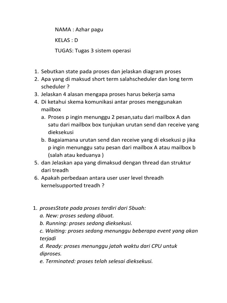 Proses dan Thread dalam Sistem Operasi | PDF | Komputer | Teknologi ...