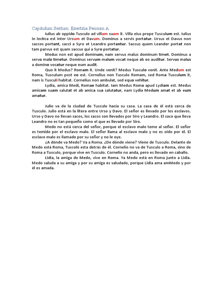 Capitulum Sextum. Pensum A | PDF