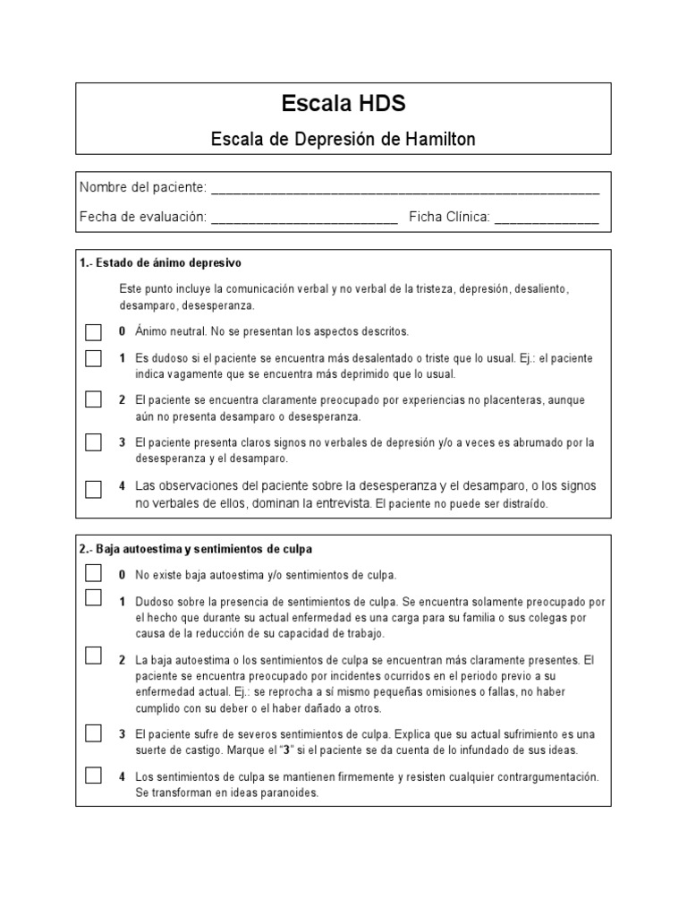 Evaluación de Depresión HDS | PDF | Depresión (estado de ánimo) | Ansiedad