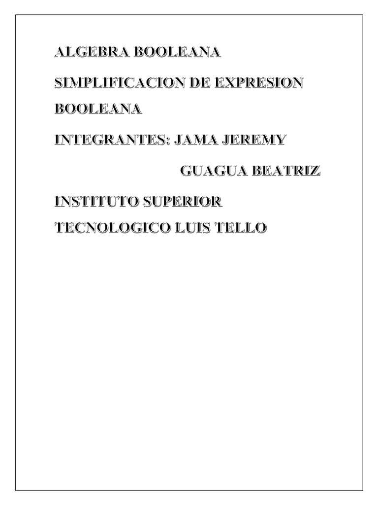 Simplificacion de Expresion Booleana | PDF | Álgebra de Boole ...