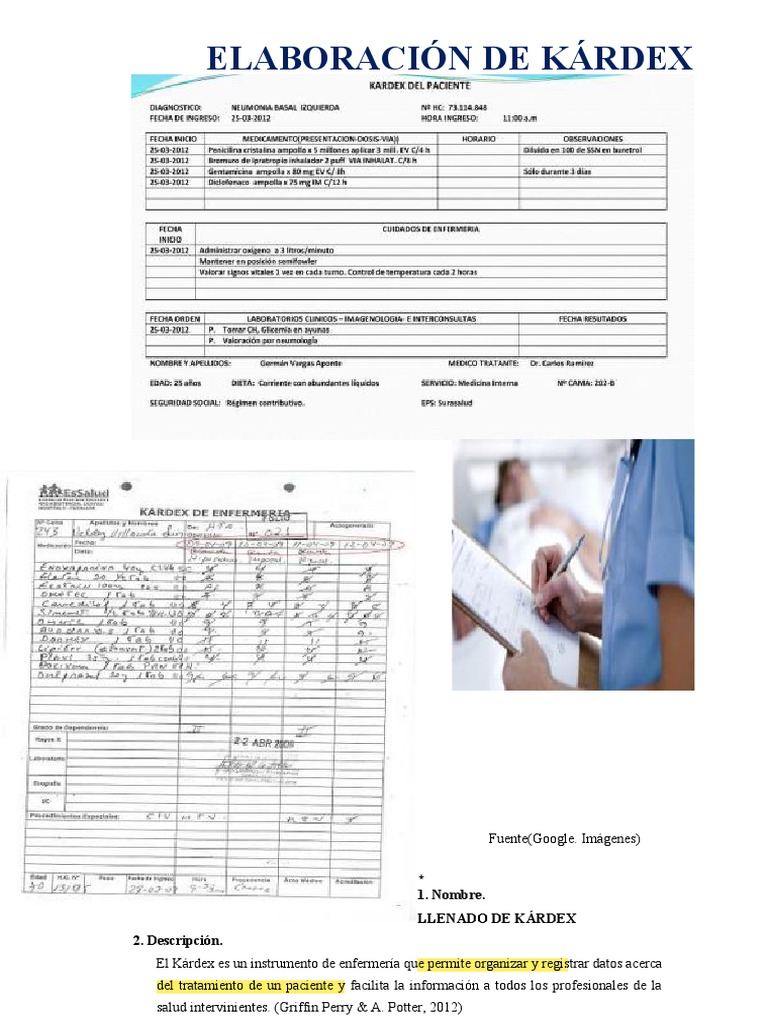 Procedimiento Elaboración de Kárdex. | PDF | Enfermería ...