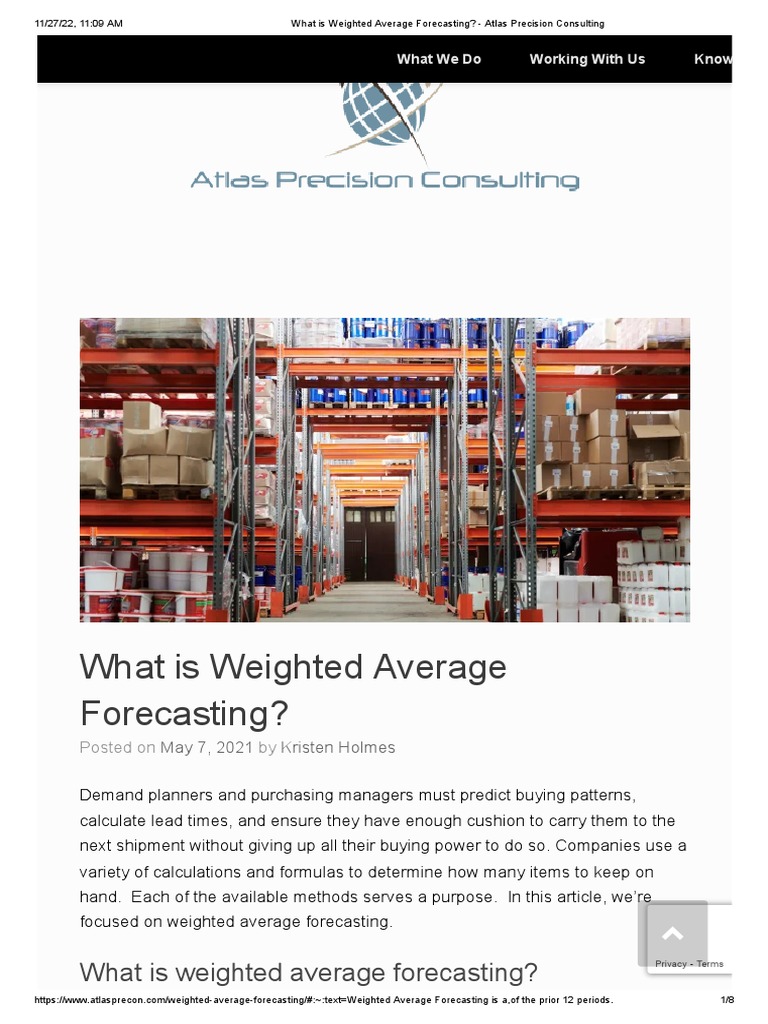 What Is Weighted Average Forecasting Atlas Precision Consulting Pdf