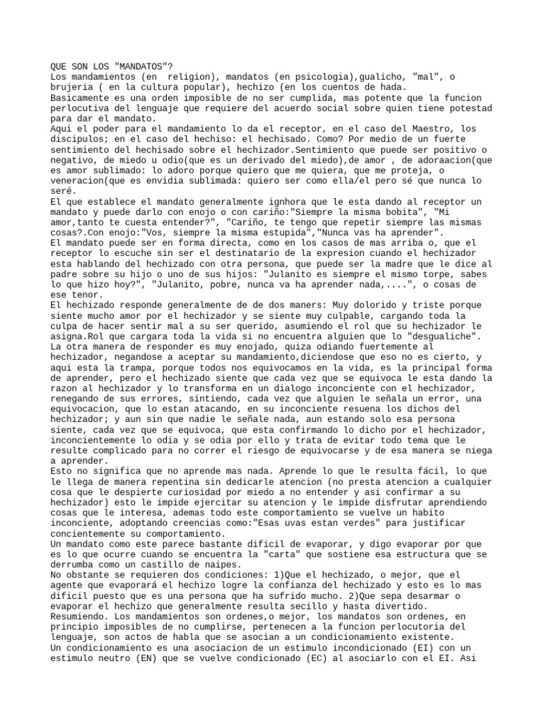 Mandatos: Poder y Efectos Psicológicos | PDF | Amor | Teoría de apego