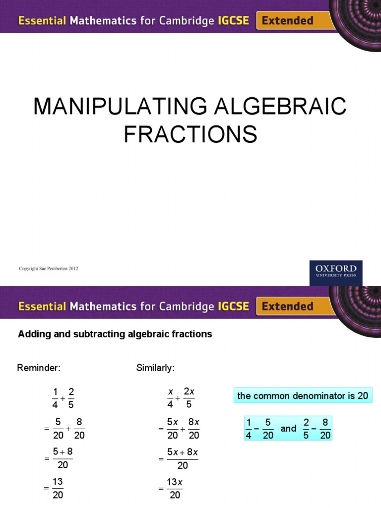 Algebraic Fractions | PDF | Mathematics | Mathematical Objects