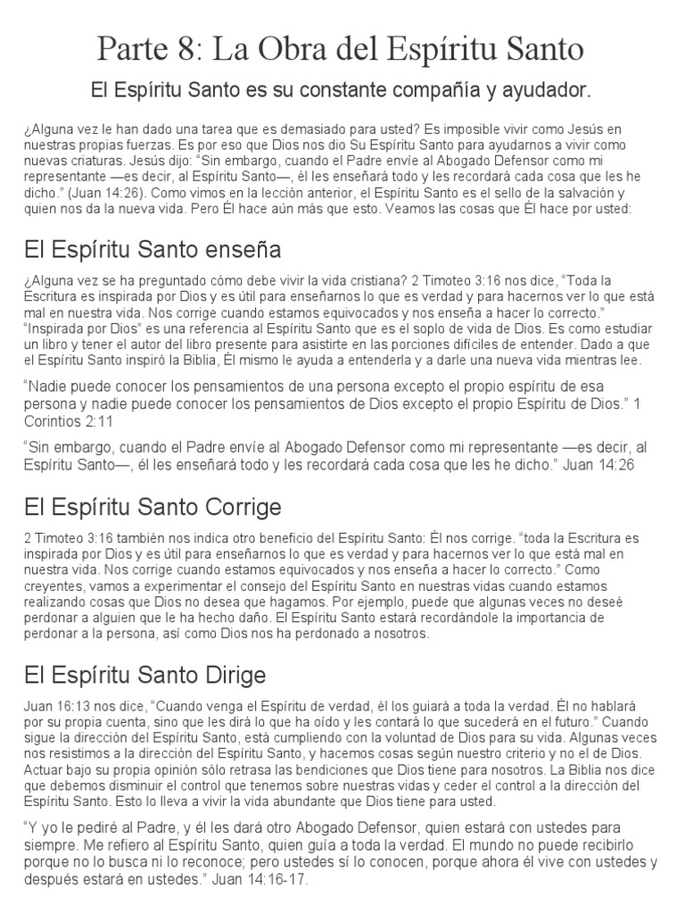 Parte8 La Obra Del Espíritu Santo | PDF | espíritu Santo | Dios