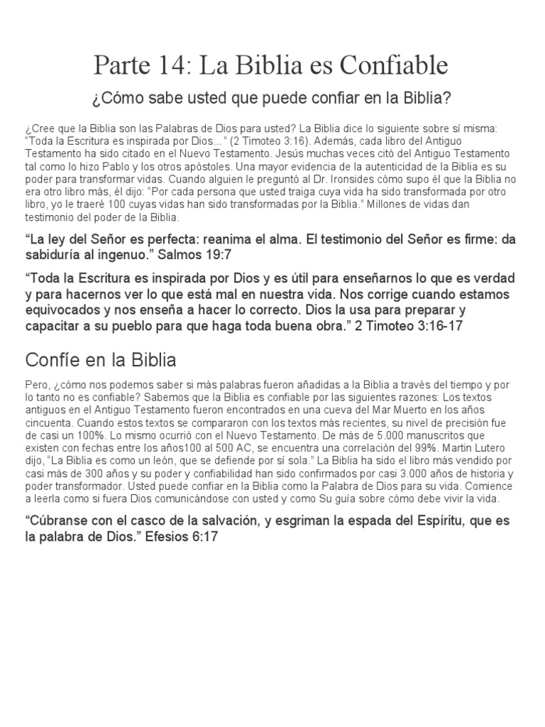 La Confiabilidad de la Biblia | PDF