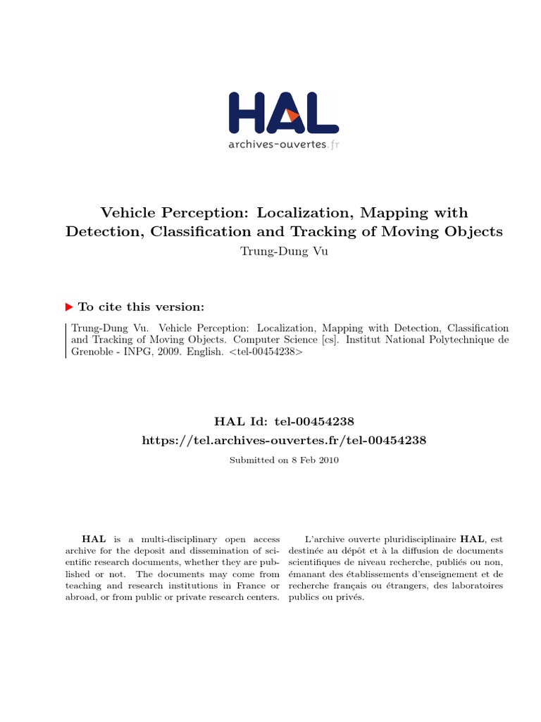2010 Vehicle Perception Localization Mapping With Detection Classification And Tracking Of