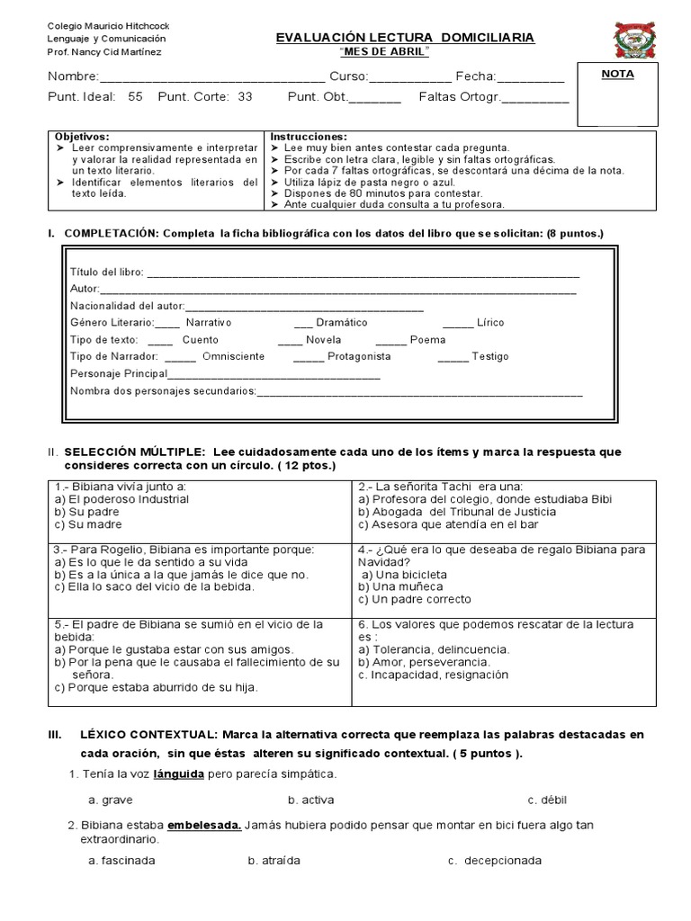 Prueba 7 Bibiana y Su Mundo | PDF