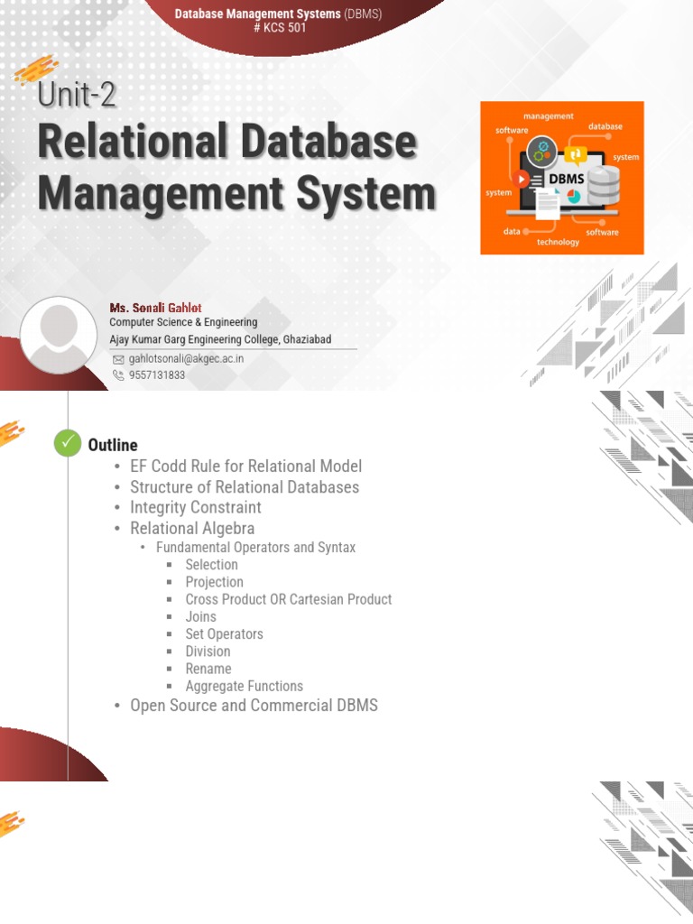 DBMS Unit 2 | PDF | Relational Model | Relational Database