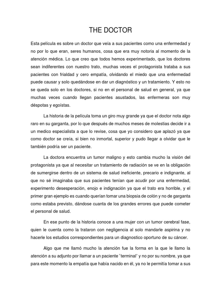The Doctor | PDF | Empatía | Cuidado de la salud