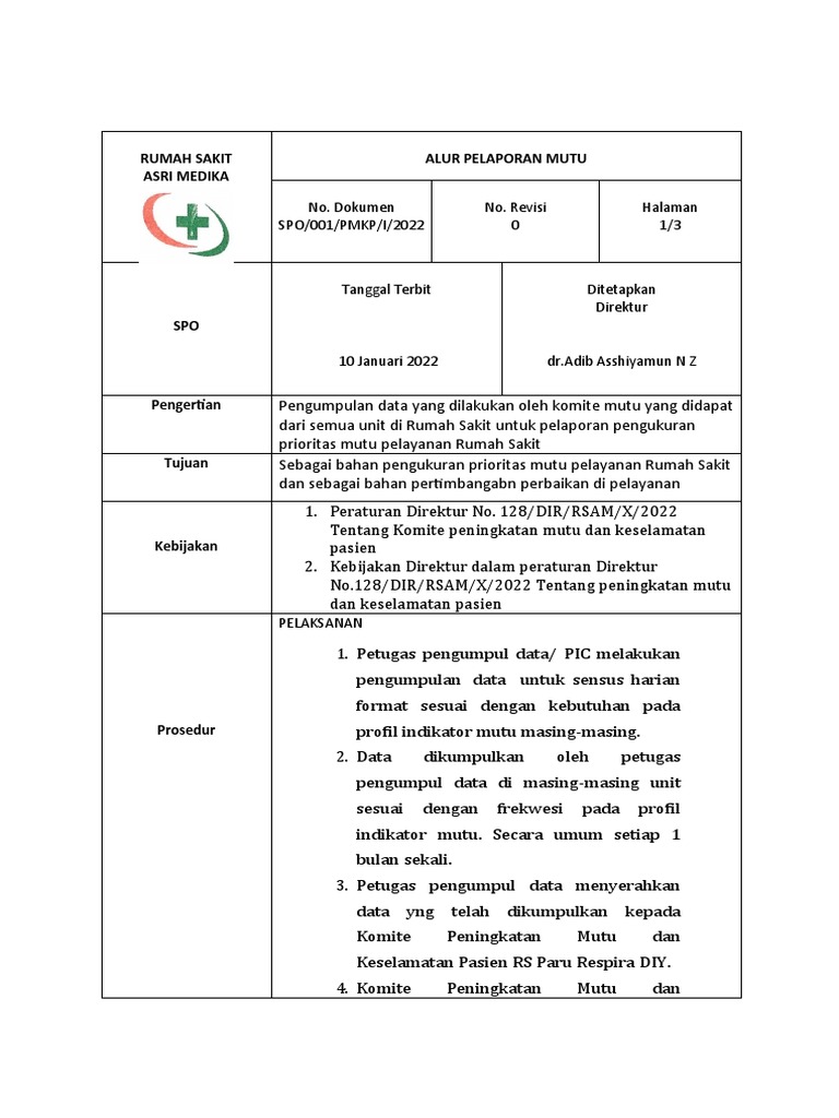 Sop Pelaporan Mutu | PDF